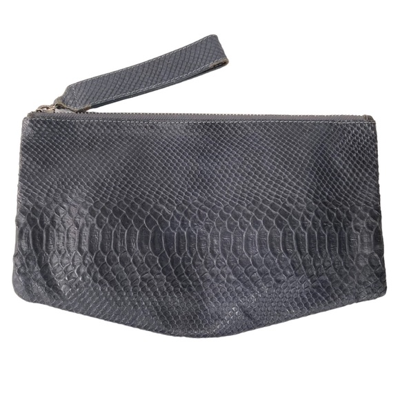 All Saints | Bags | All Saints Leather Clutch Bag Python Embossed Dark Gray | Poshmark